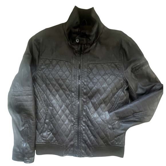 Rogue State | Jackets & Coats | Charcoal Brown Quilted Leather Mens ...